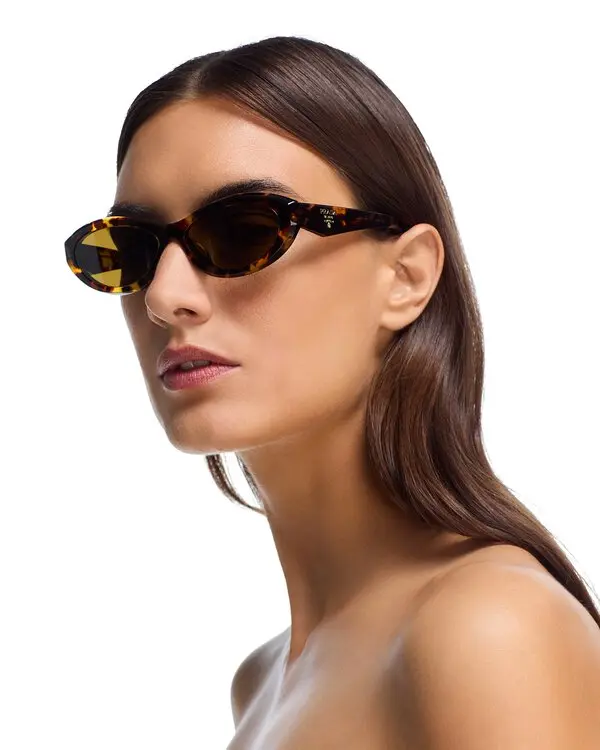 Prada Symbole Oval Sunglasses - Black/Gray Solid | Editorialist